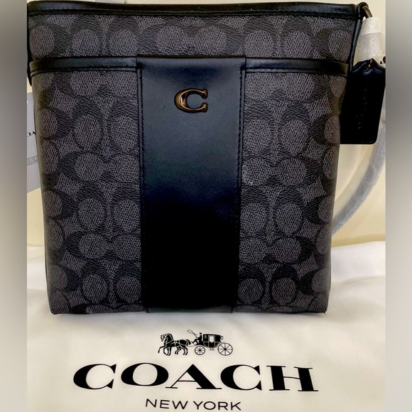 Coach | Bags | Kitt Signature Coated Canvas Messenger Bag Charcoal ...